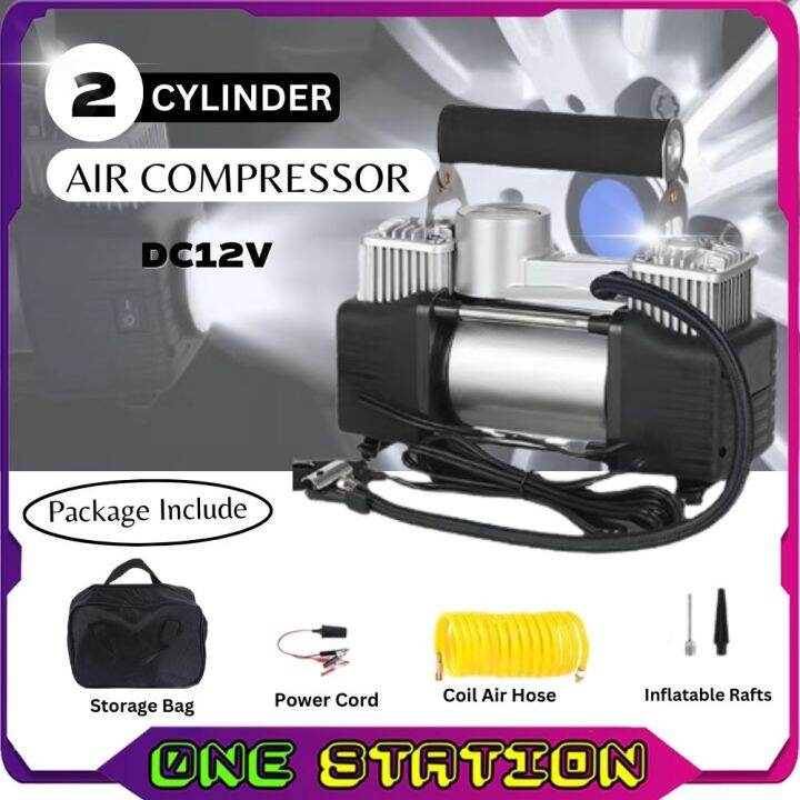 XH666 Double Cylinder Portable Car Tyre Inflator Air Pump 12V Air ...