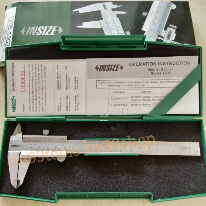เวอร์เนีย 6นิ้ว ความละเอียด 0.02mm Vernier Caliper 0-150mm เวอร์เนียร์ 6" เวอเนียแท้ INSIZE 1205 ...