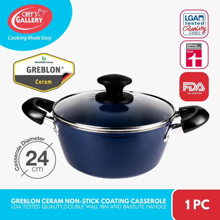 Chef's Gallery Greblon Ceramic Non-Stick Coating Casserole 24cm ...