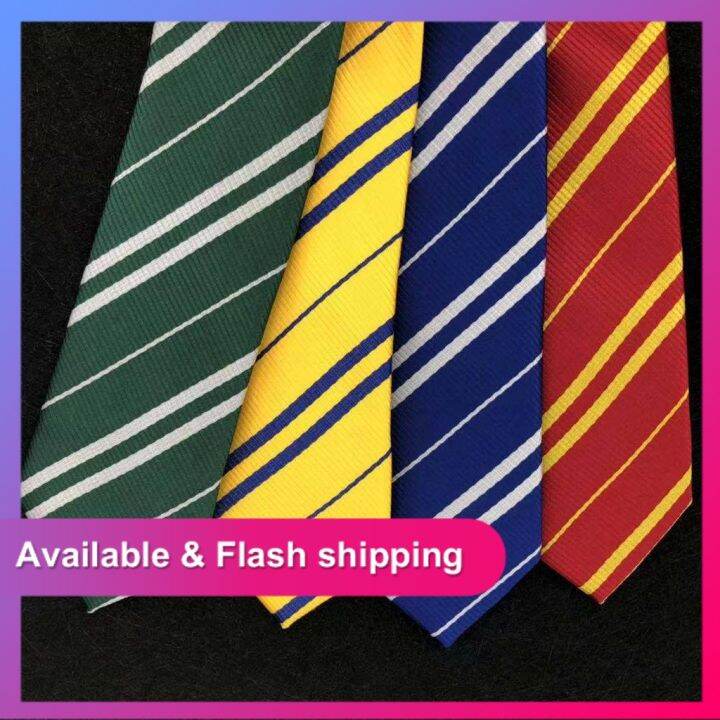 Harry Potter Stripe Necktie Badge Tie Gryffindor Slytherin Hufflepuff ...