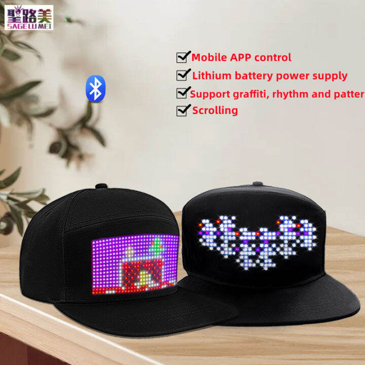 New Rechargeable DIY Programmable Luminous LED Advertising Cap Flashing ...