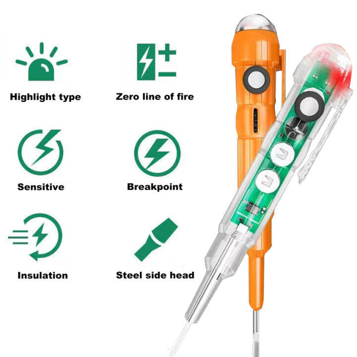 Upgraded Smart Voltage Tester Pen 24-250V Buzzer Alarm Flashlight ...