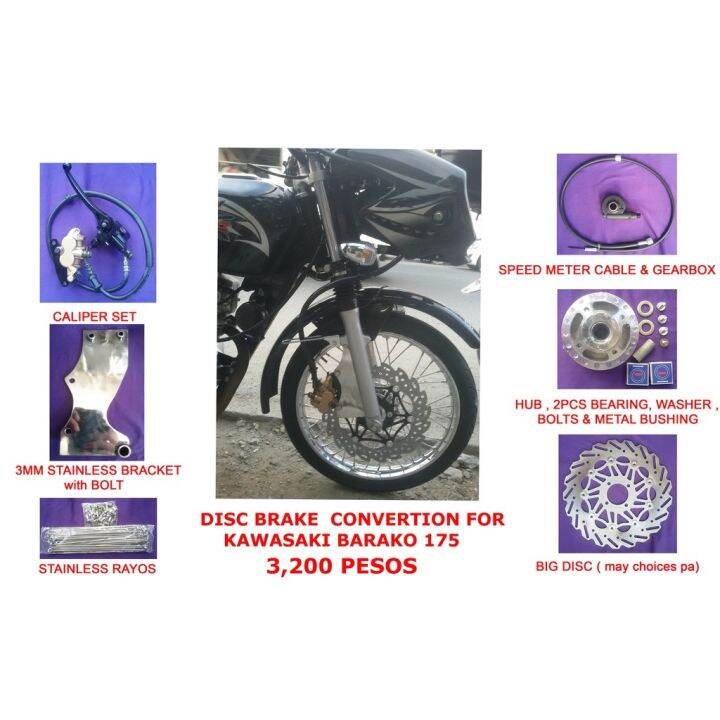 Barako 175 Front Discbrake Set Convertion Kit Disc brake motorcycle ...