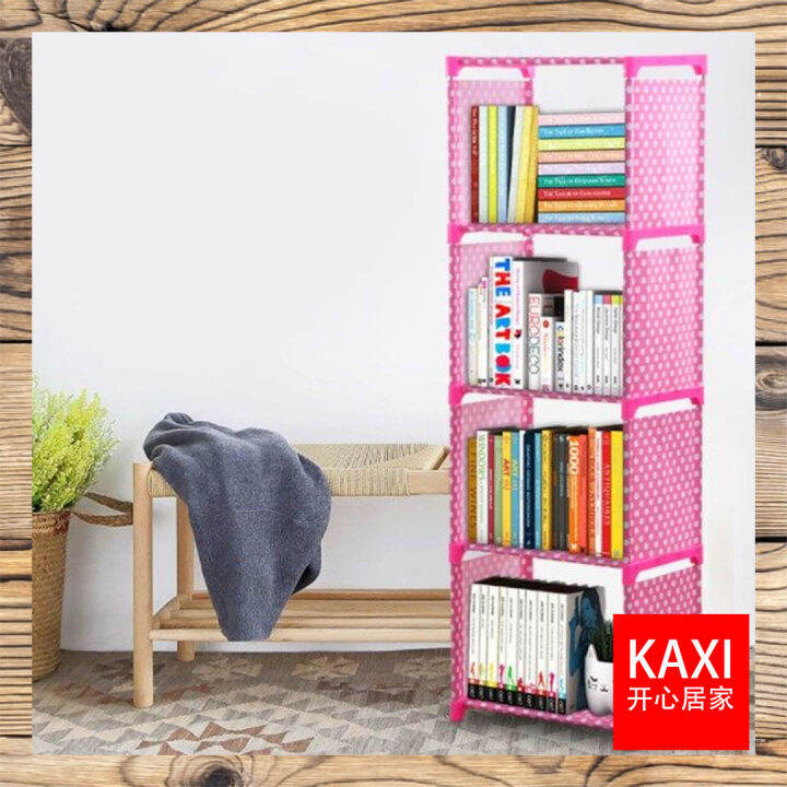 5 Layer 4 Compartment Bookshelf Simple Assembly Bookcase Multi-function ...