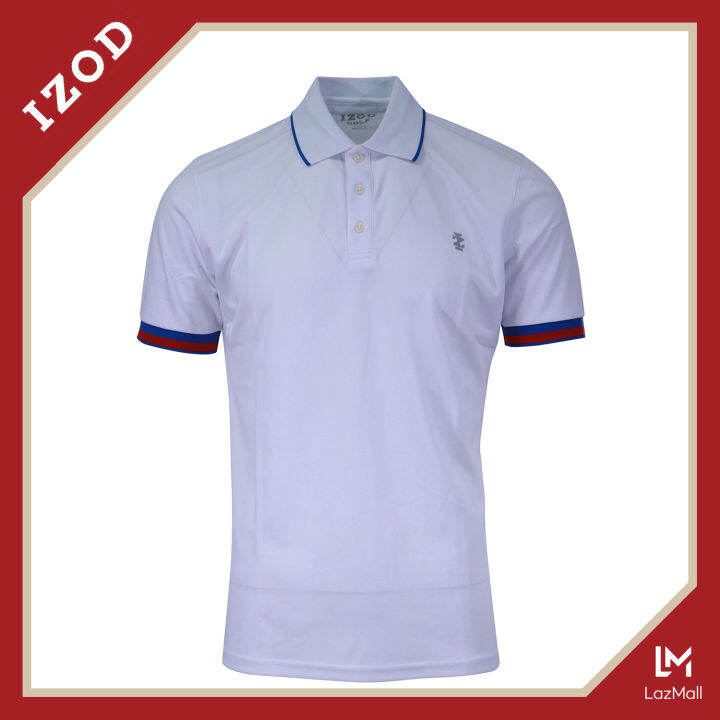 Izod Men's Basic Fit Plain Golf Shirt w/ Knitted Jacquard Collar (White) | Lazada PH
