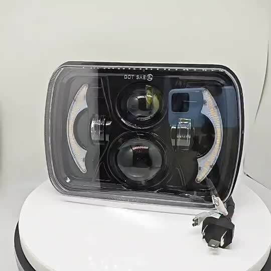 Ruitaisen 7 inci kereta LED lampu kuning putih Hi-Lo Beam untuk ...