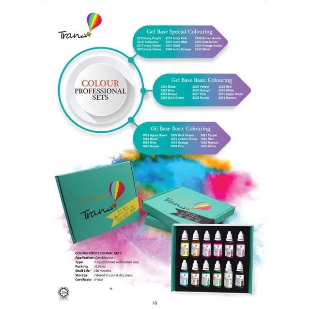 FOOD COLOURING SET (Gel/Oil) (TRANS STANDARD)/ Food coloring set ...