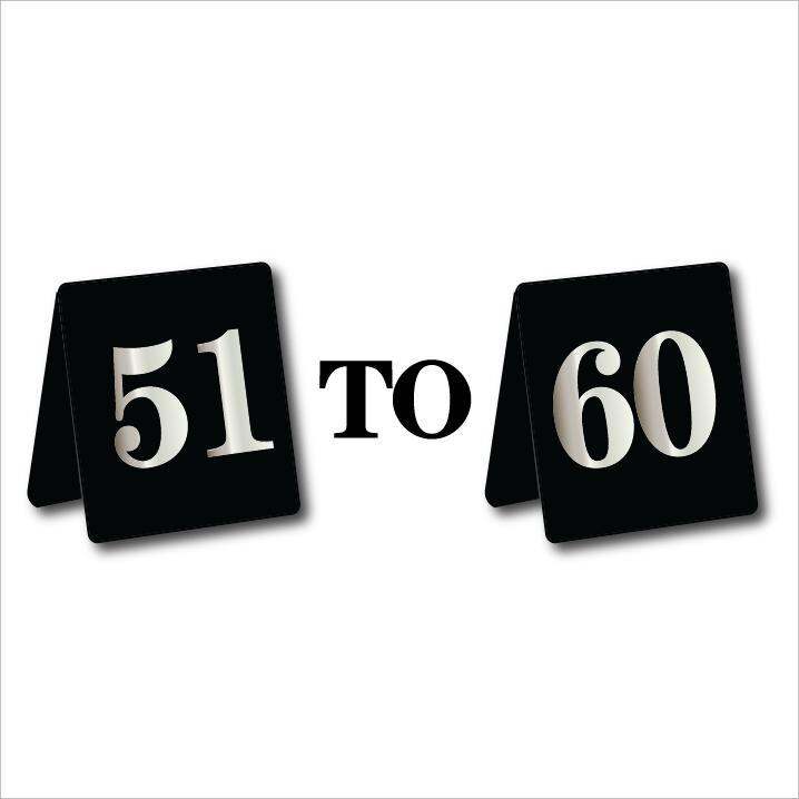 TABLE TOP NUMBERS 51 TO 60 BLACK ACRYLIC SIGN BOARD STAND (NUMBERS ...
