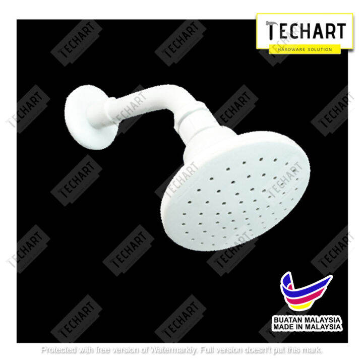 Plastic Shower Rose White with Arm and Flange Made in Malaysia | Lazada