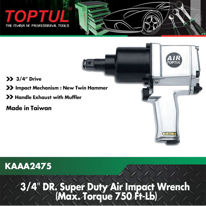Toptul 3/4" Drive Super Duty Air Impact Wrench KAAA2475(Black/Silver ...