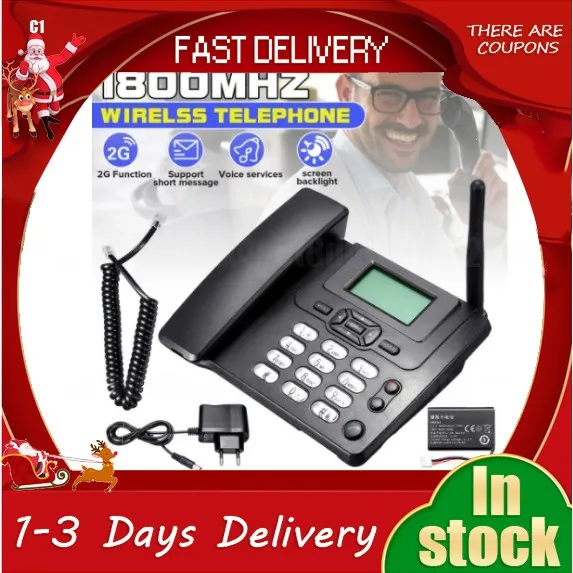 Dailyshore Wireless Desk Phone GSM SIM Card Home Office Desktop TNC ...