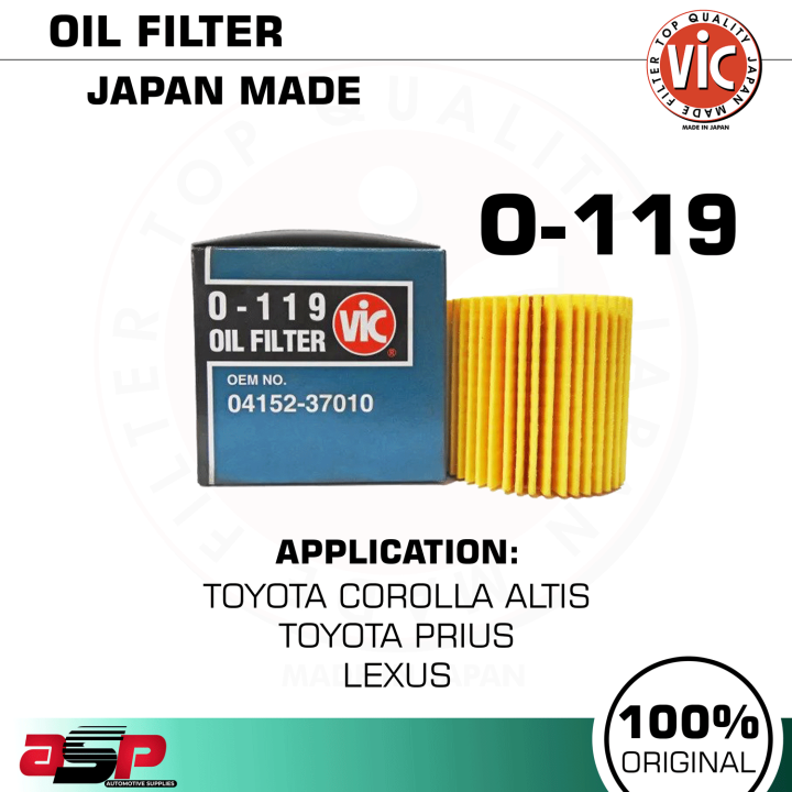 VIC Oil Filter Element Type O-119 for Toyota Corolla Altis, Prius, Lexus | Lazada PH