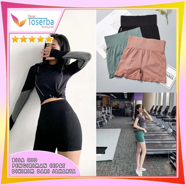 Celana Pendek Wanita High Waist Sport 6440 Pakaian Dalam Tinggi Wanita Ketat Olahraga Yoga Gym ...