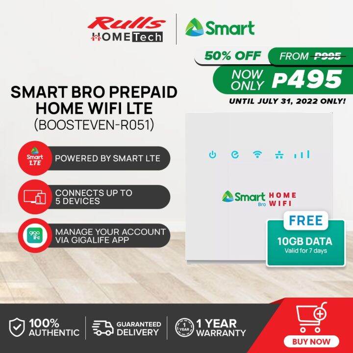 SMART Bro Prepaid Home Wifi LTE (Boosteven-R051) with FREE 10GB Data valid for 7 days | Lazada PH