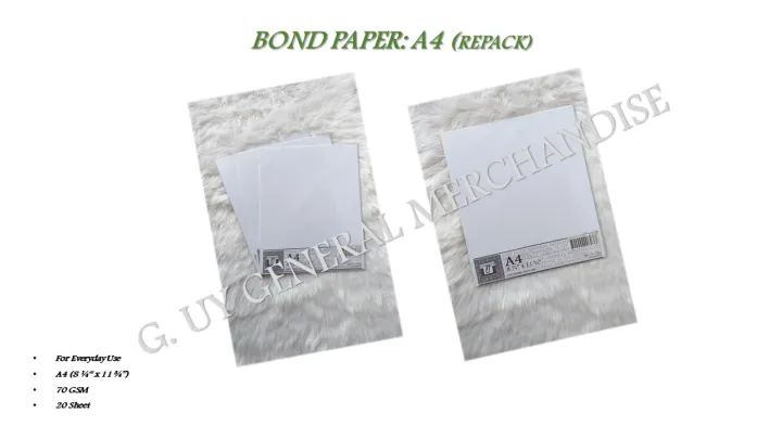 BOND PAPER: A4 (8 1/4" x 11 3/4) 70 gsm | Lazada PH