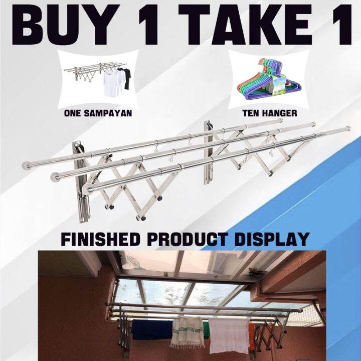 ♀BUY 1 TAKE 1 Sampayan foldable outdoor Retractable wall-mounted drying ...
