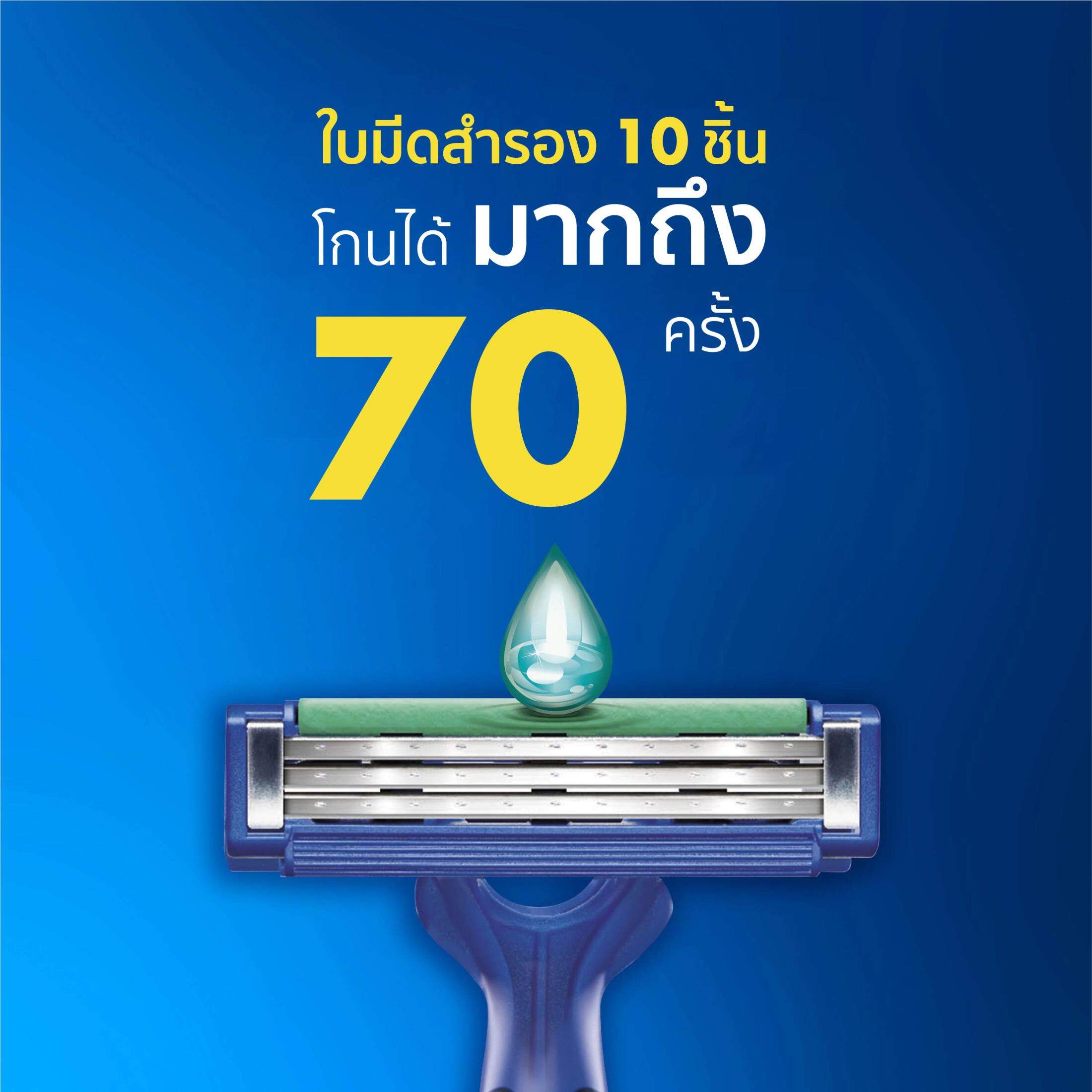 [แพ็คสุดคุ้ม Gillette Blue 3 Flexi Disposable Razors 10pcs ยิลเลตต์ ...