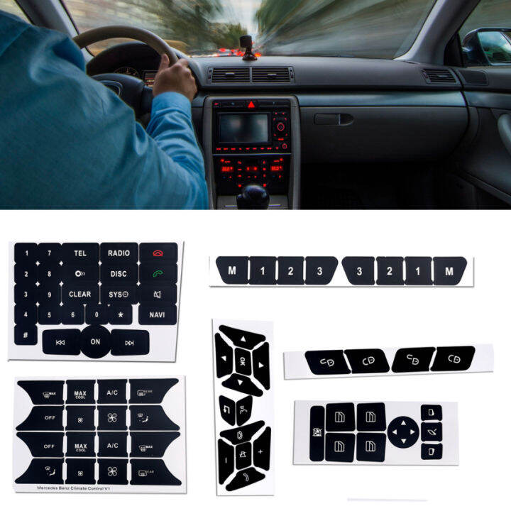 Car Button Repair Sticker Matte Black Decals Stickers For Mercedes For ...