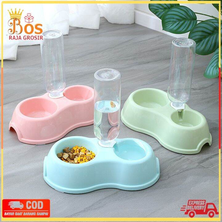 Tempat Makan Kucing Otomatis 2in1 Mangkok Double Free Botol Minum Anti ...