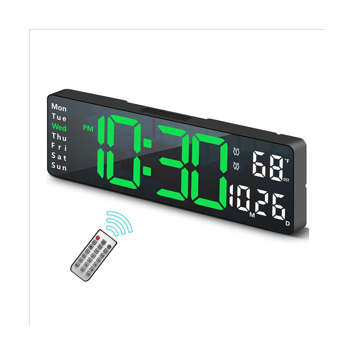 13Inch Large Display LED Digital Wall Clock Remote Control Table Alarm ...