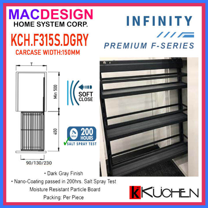 KUCHEN F315S 3 LAYER SIDE PANTRY OFFICIAL SELLER MACDESIGN HOME SYSTEM CORP. | Lazada PH