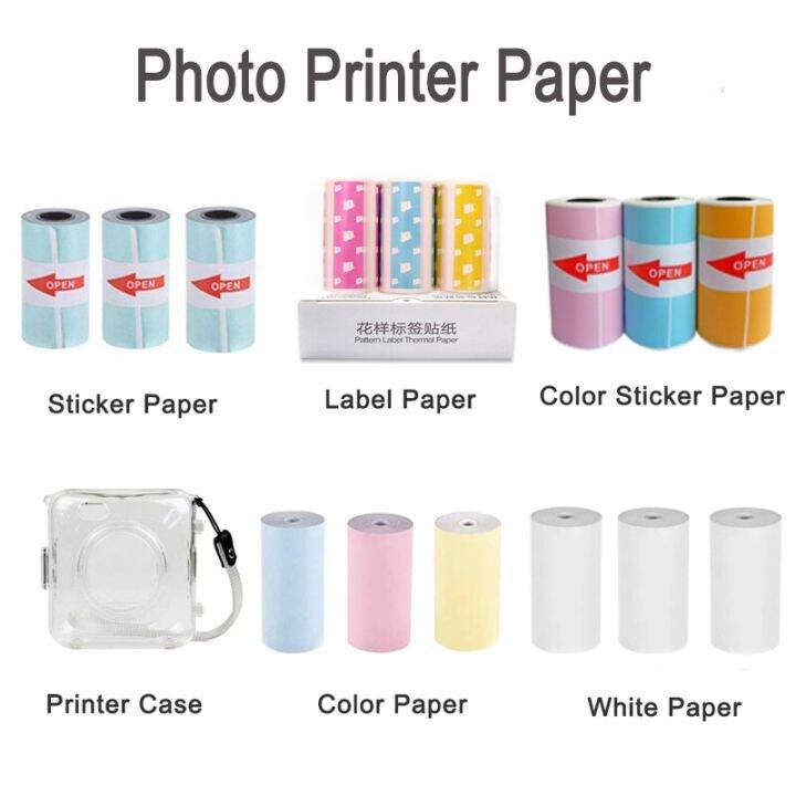 6 Rolls White Thermal Paper Color Label Paper Transparent Sticker Paper ...