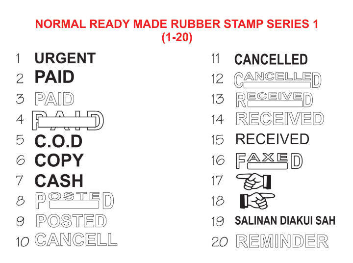 SERIES 1 Rubber Stamp Ready Made Design Cop Getah Siap Design | Lazada