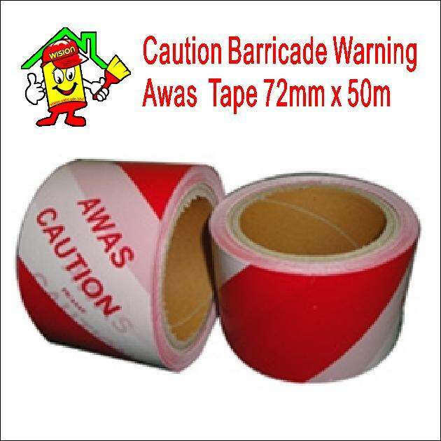 2 ROLL AWAS SAFETY ZEBRA WARNING TAPE 3 ( AWAS CAUTION ) RED WHITE | Lazada