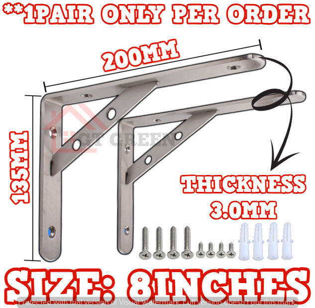 1PAIR Wall Shelf Bracket Thick Stainless Steel Triangular Bracket With ...