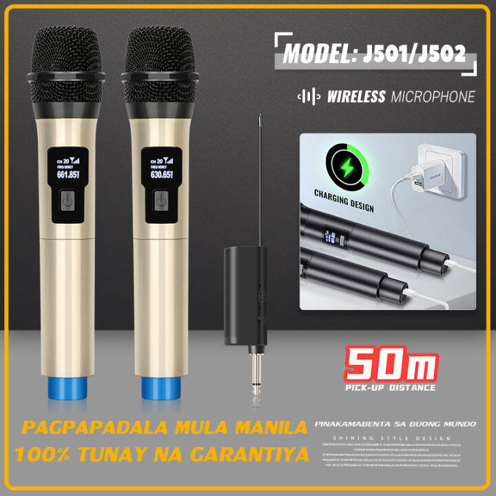 [Rechargeable na mikropono] J501/J502 orihinal na propesyonal na handheld wireless microphone ...