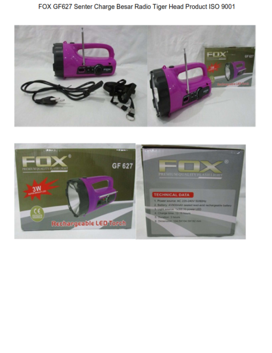 RADIO Senter Charge Besar Radio Tiger Head Product ISO 9001 | Lazada ...