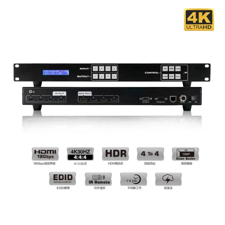 HDMI Matrix Switch 4x4 4K HDMI Matrix Switcher Splitter 4 in 4 Out ...