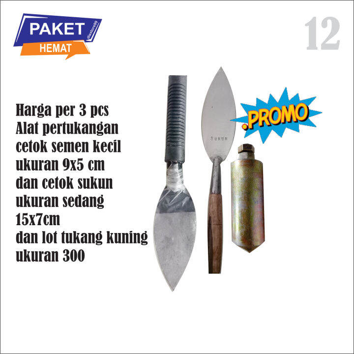 12 ) paket hemat 3 pcs alat tukang cetok kecil gagang karet hitam cetok ...