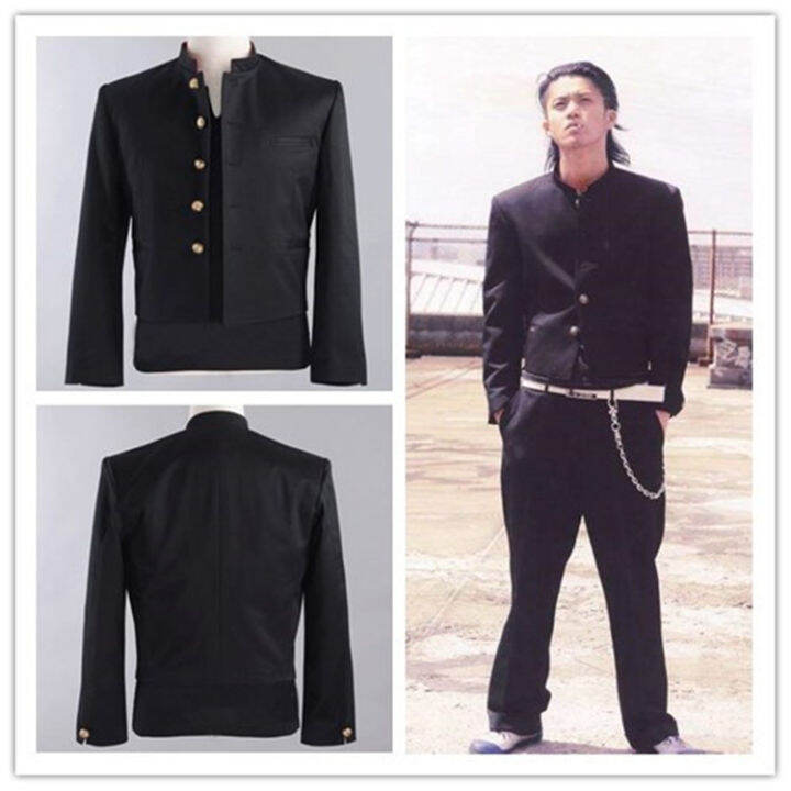 Japanese Mens School Uniform Jacket Coat College Red Collar Tops Crows ...