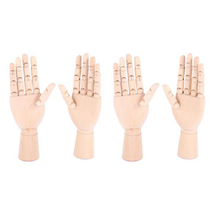2X 7Inch Wooden Sectioned Opposable Articulated Left/Right Hand Figure ...