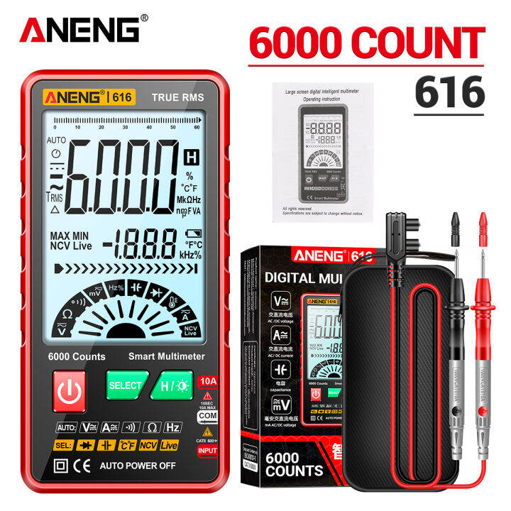 ANENG 616 Smart Digital Multimeter Auto Range 6,000 Counts NCV ...