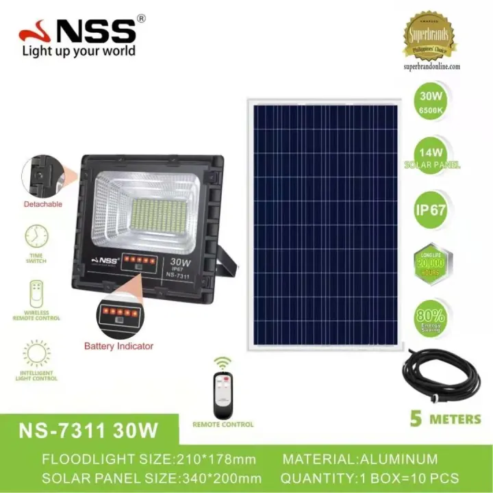 30W Solar Led Outdoor Flood Light Street Lamp IP67 Waterproof NSS NS-7311 | Lazada PH