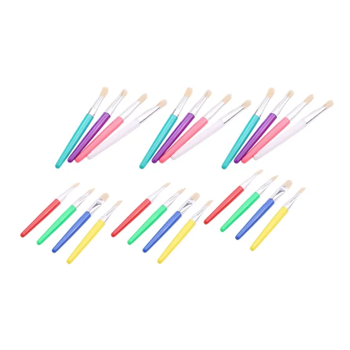 Toddler Paint Brushes 24 Pack, Hog Bristle Round and Flat Preschool ... Toddler Paint Brushes 24 Pack, Hog Bristle Round and Flat Preschool ...