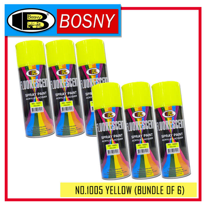 Bosny Spray Paint No. #1005 Fluorescent Yellow (Bundle of 6) | Lazada PH