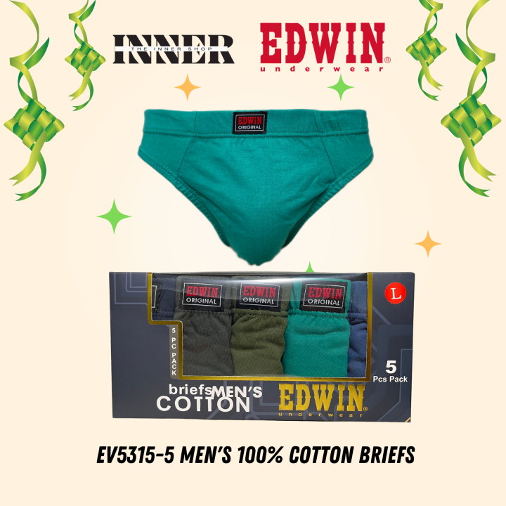 LIMITED RAYA EDITION EV5315-5 Edwin Men Underwear Cotton Brief (5 Pcs) | Lazada