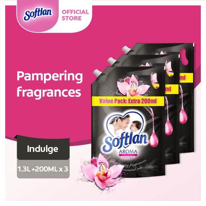 Softlan Aroma Therapy Indulge (Black) Fabric Softener 1.3L + 200ml ...