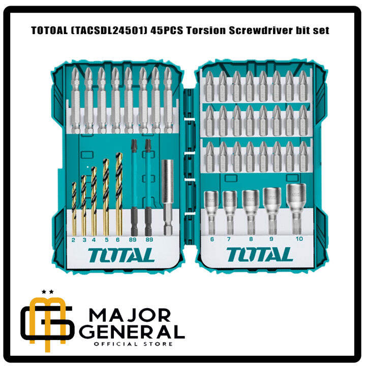 TOTAL TACSDL24501 45PCS Torsion Screwdriver Bit Set | Lazada PH