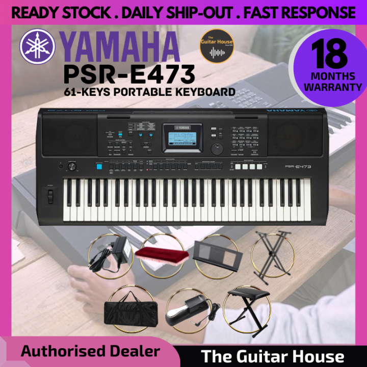 YAMAHA PSR-E473 61Keys Keyboard w/Keyboard Stand , Sustain Pedal and adapter ( PSRE473 / PSR ...