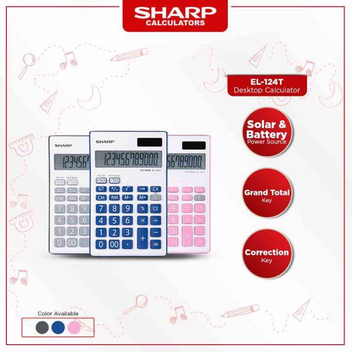 Sharp Calculators EL-124T 4 Keys Memory and 3 Digit Punctuation Semi-Desktop Calculator | Lazada PH
