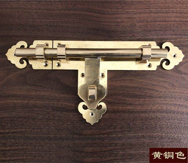 New old-fashioned door latch solid wood Chinese antique pure copper ...