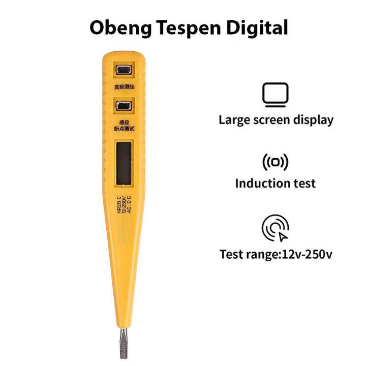 Tespen Digital AC DC Multifungsi 12-250V / Obeng Tespen Listrik Layar ...