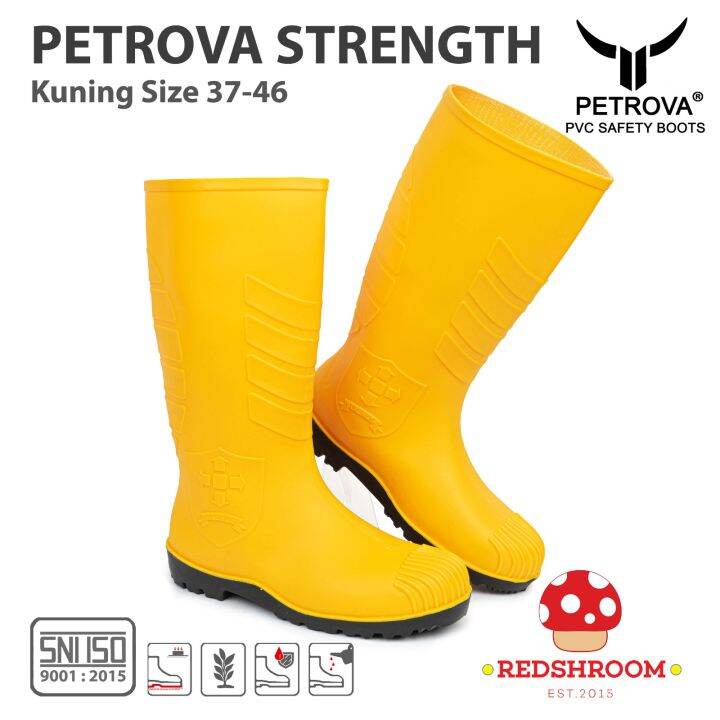 Sepatu Boot Safety Petrova STRENGTH Kuning Boots Karet Besi Toe Cap ...