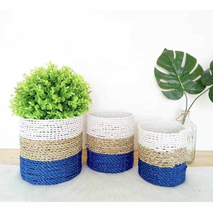 Keranjang anyaman keranjang anyaman rotan pot rotan isi 3 | Lazada ...