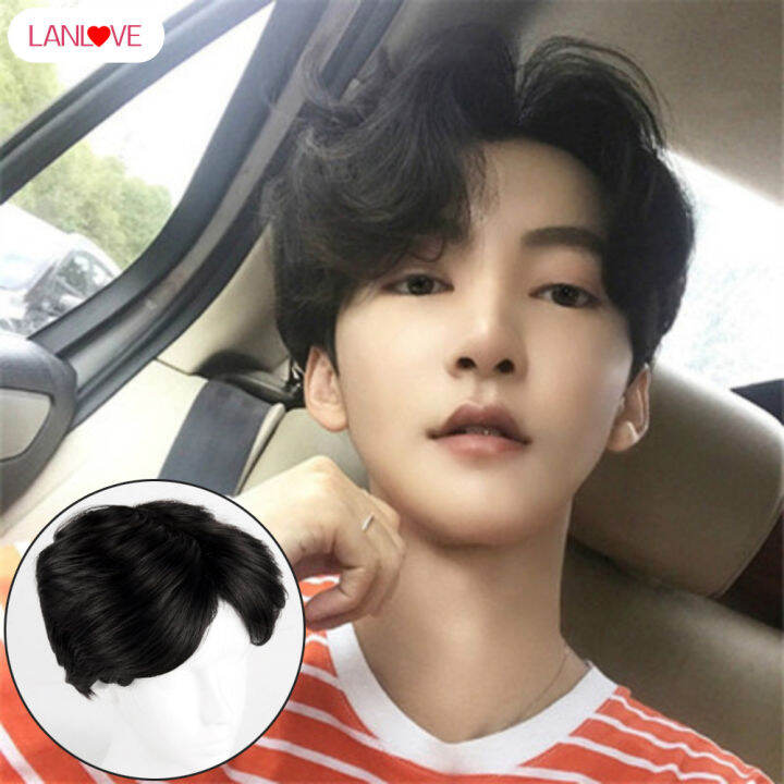 LANLOVE วิกผมผู้ชาย,วิกผมสั้นตรงขนาดกลางทำจากผ้าเรยอนใช้สำหรับแต่งทรงผมขนนุ่มเป็นธรรมชาติทำจากผม ...