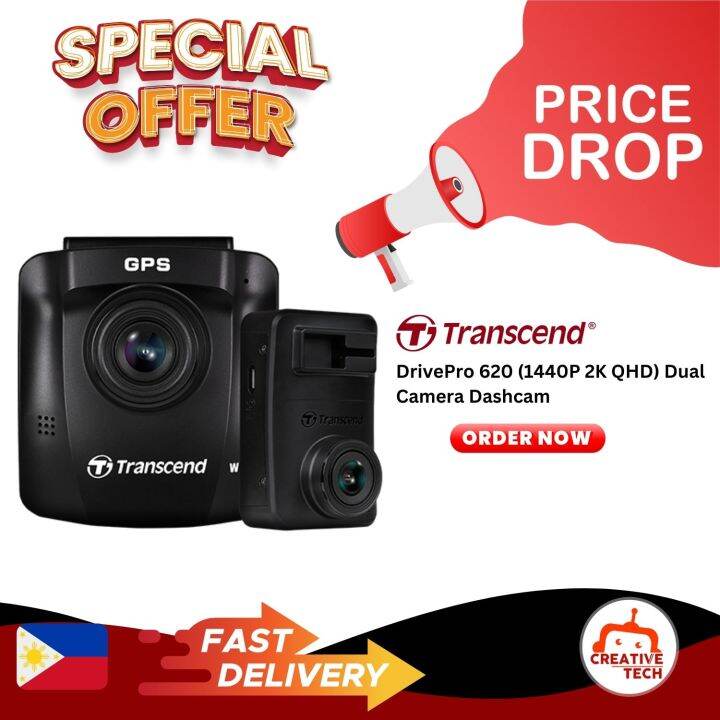 2023 Transcend DrivePro 620 (1440P 2K QHD) Dual Camera Dashcam (Front ...